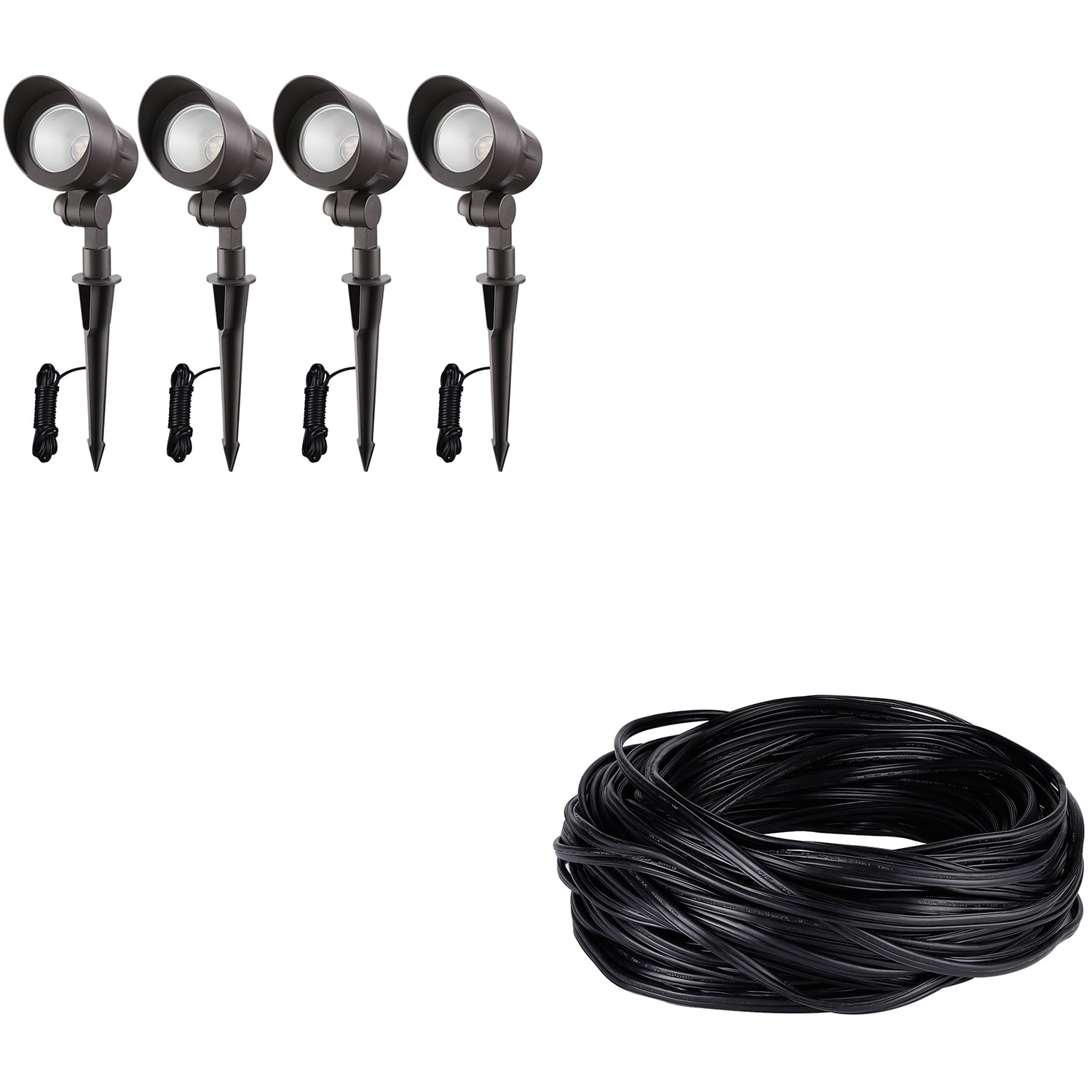 4 Pack 4W LED Outdoor Landscape Light + 16/2 Gauge Wire Low Voltage ...