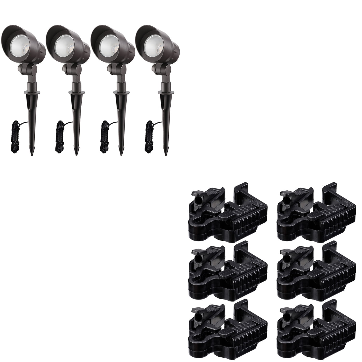 4 Pack 5W LED Outdoor Landscape Light + 6 Pack Low Voltage Landscape ...