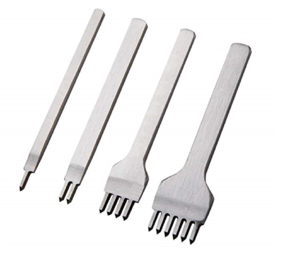 4-Pack 4mm Versatile Leather Craft Punch Tools Kit – 1/2/4/6 Prong Set ...