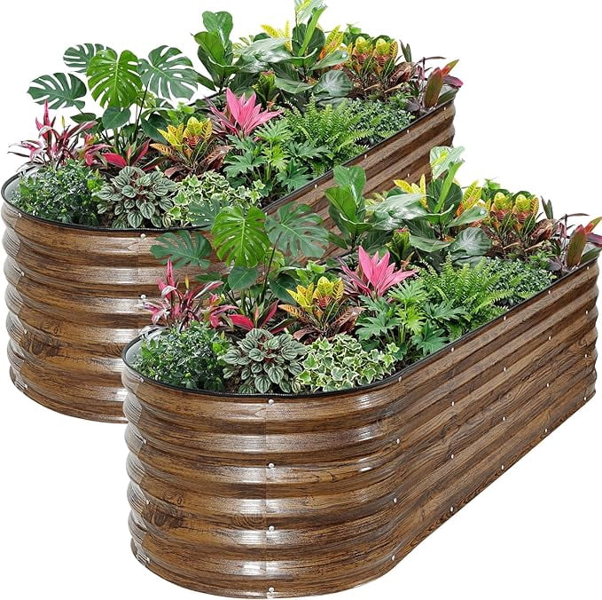 4 Pack 4x2x1 FT Raised Garden Bed Kit, Galvanized Metal Planter Box for ...