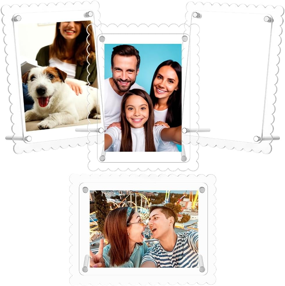 4 Pack 4x6 Acrylic Picture Frames Clear Desk Picture Frames with Stand ...