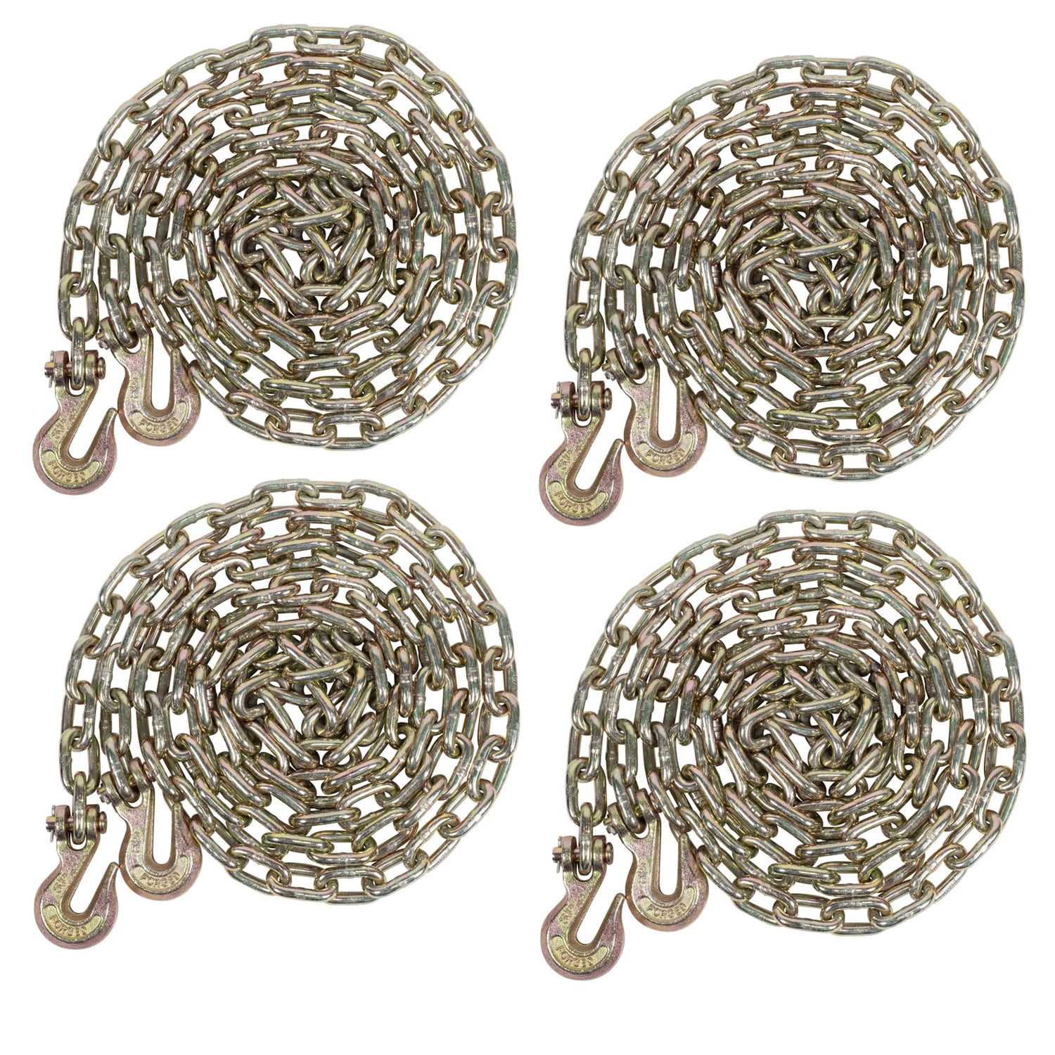 4 Pack 5/16 Inch x 25 FT Grade 70 Binder Chain with Clevis Grab Hooks ...