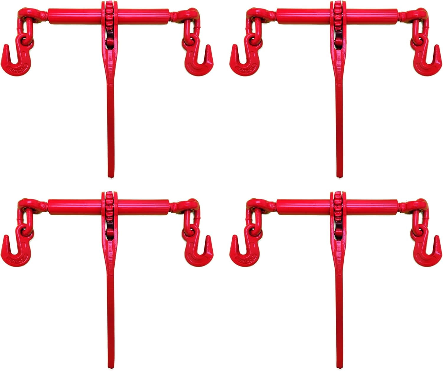 (4 Pack) 5/16 Inch x 3/8 Inch Heavy Duty Ratchet Load Binder with Grab Hooks, 5400 LBS Safe ...
