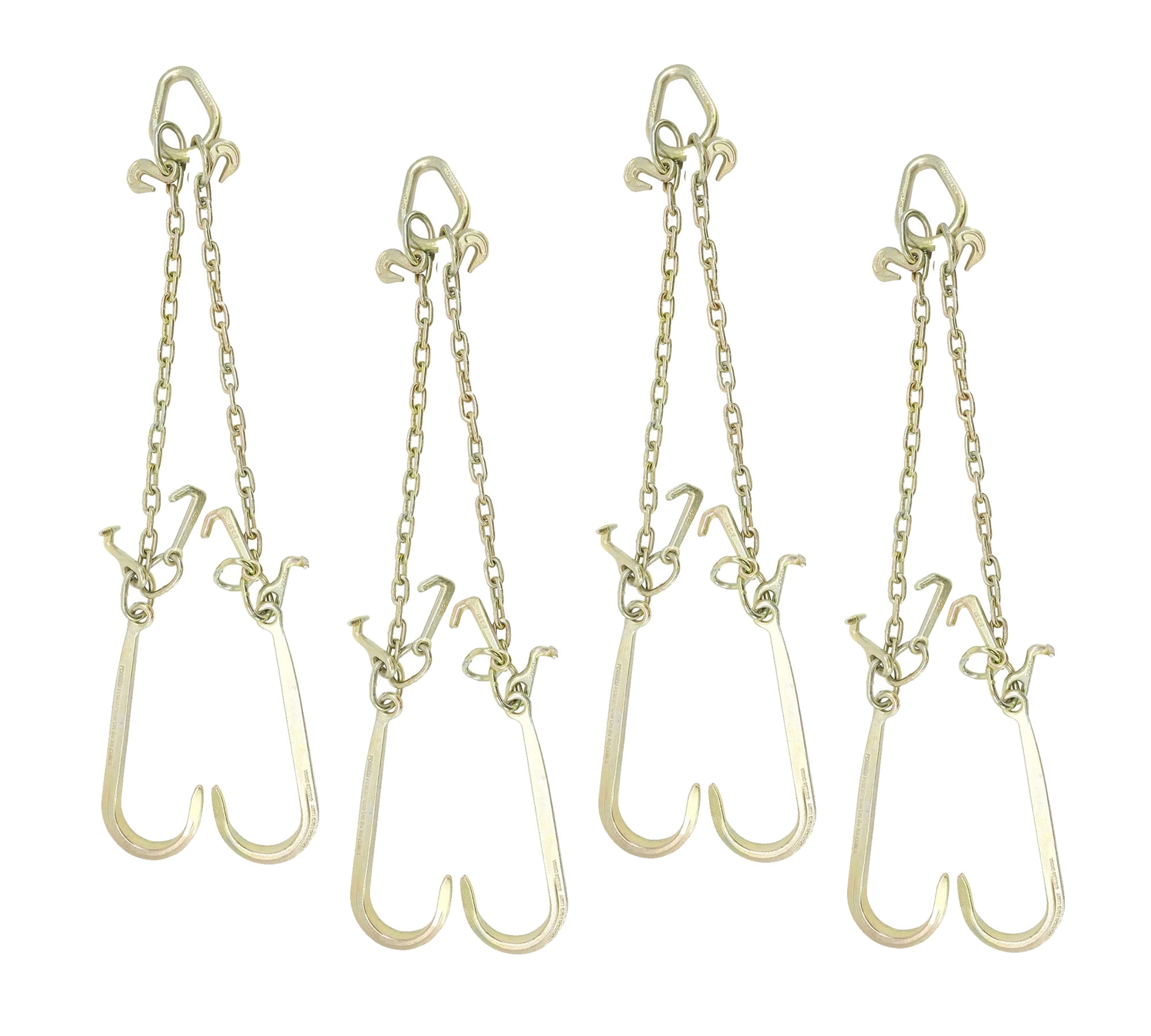 (4 Pack) 5/16"x2' Leg Grade 70 V-Chain Bridle Tow w/ 15" Large Shank J ...