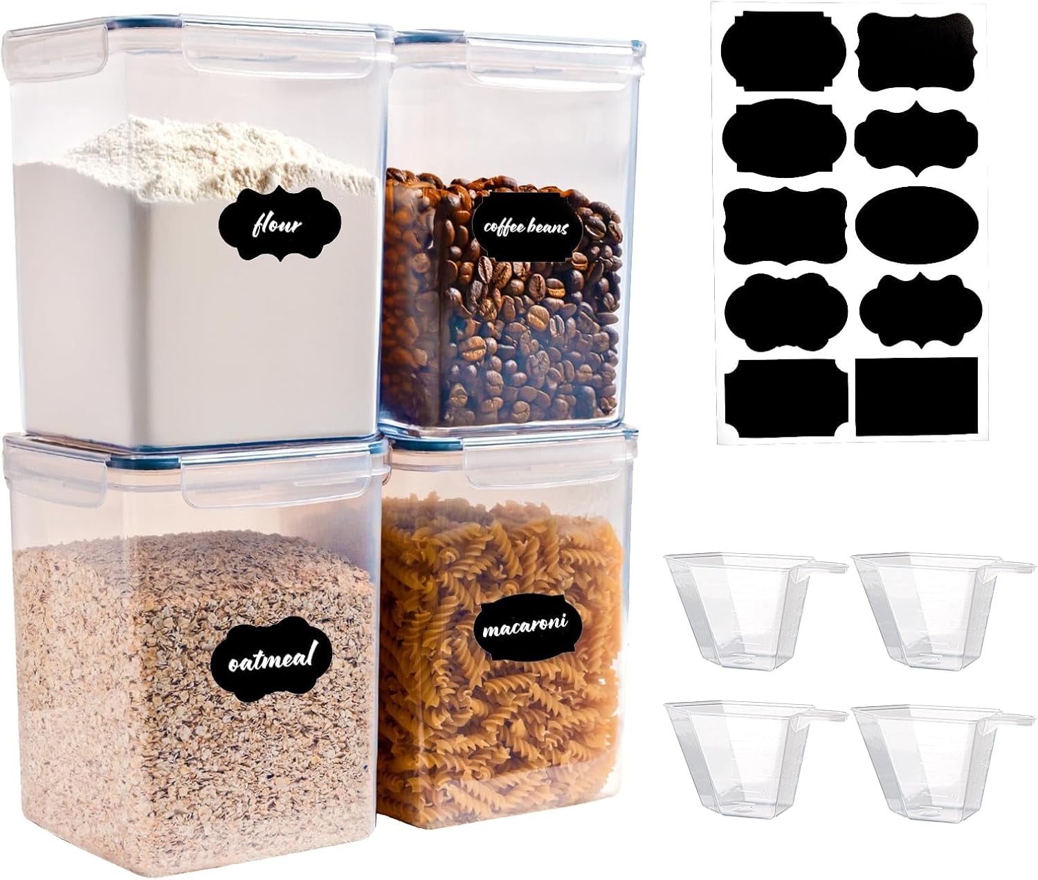 4-Pack 5.2L Airtight Food Storage Containers, BPA-Free Plastic ...