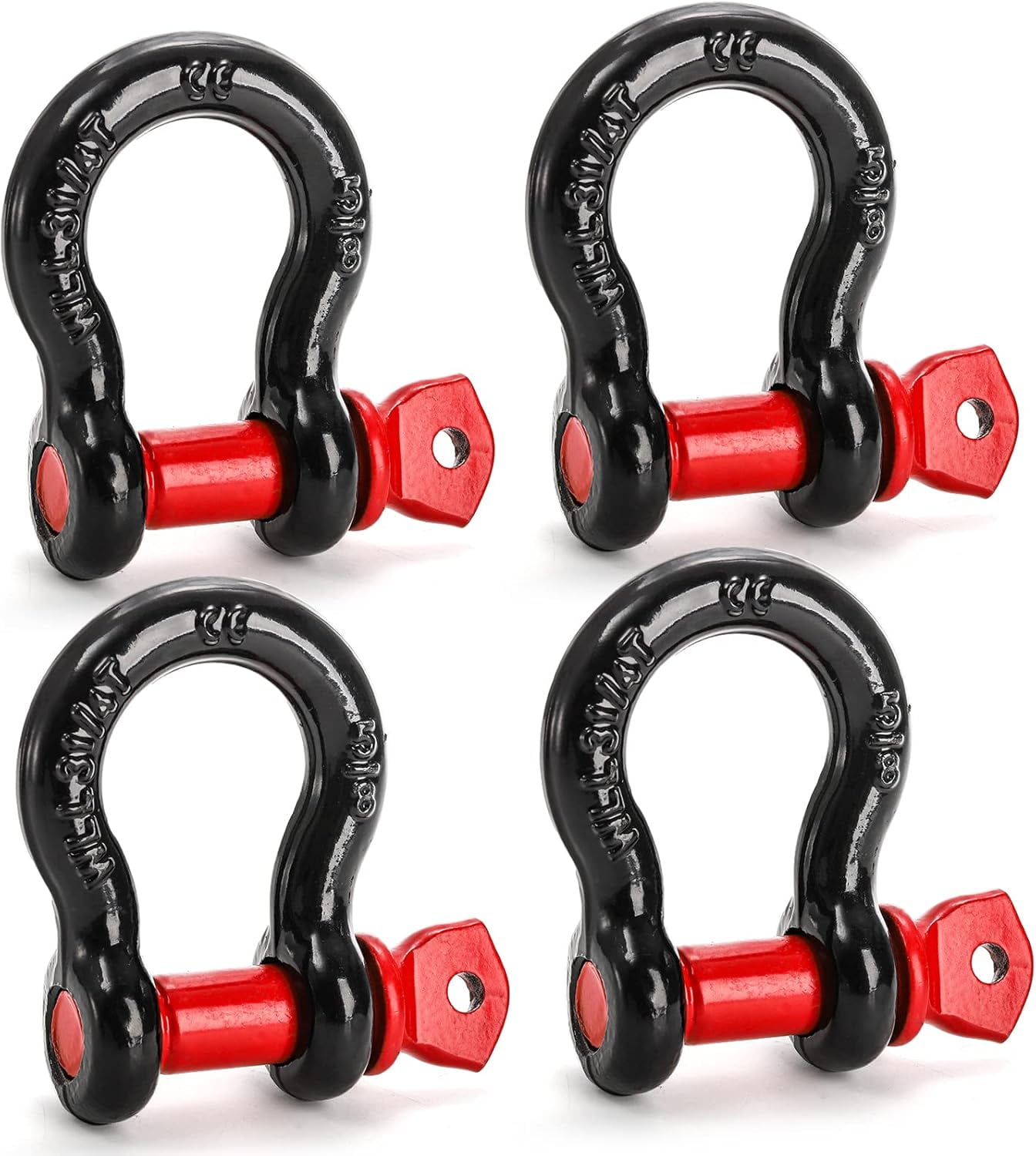 4 Pack 5/8" D Ring Shackle 3.25 Ton (7165 Lbs) Capacity with 3/4" Pin ...