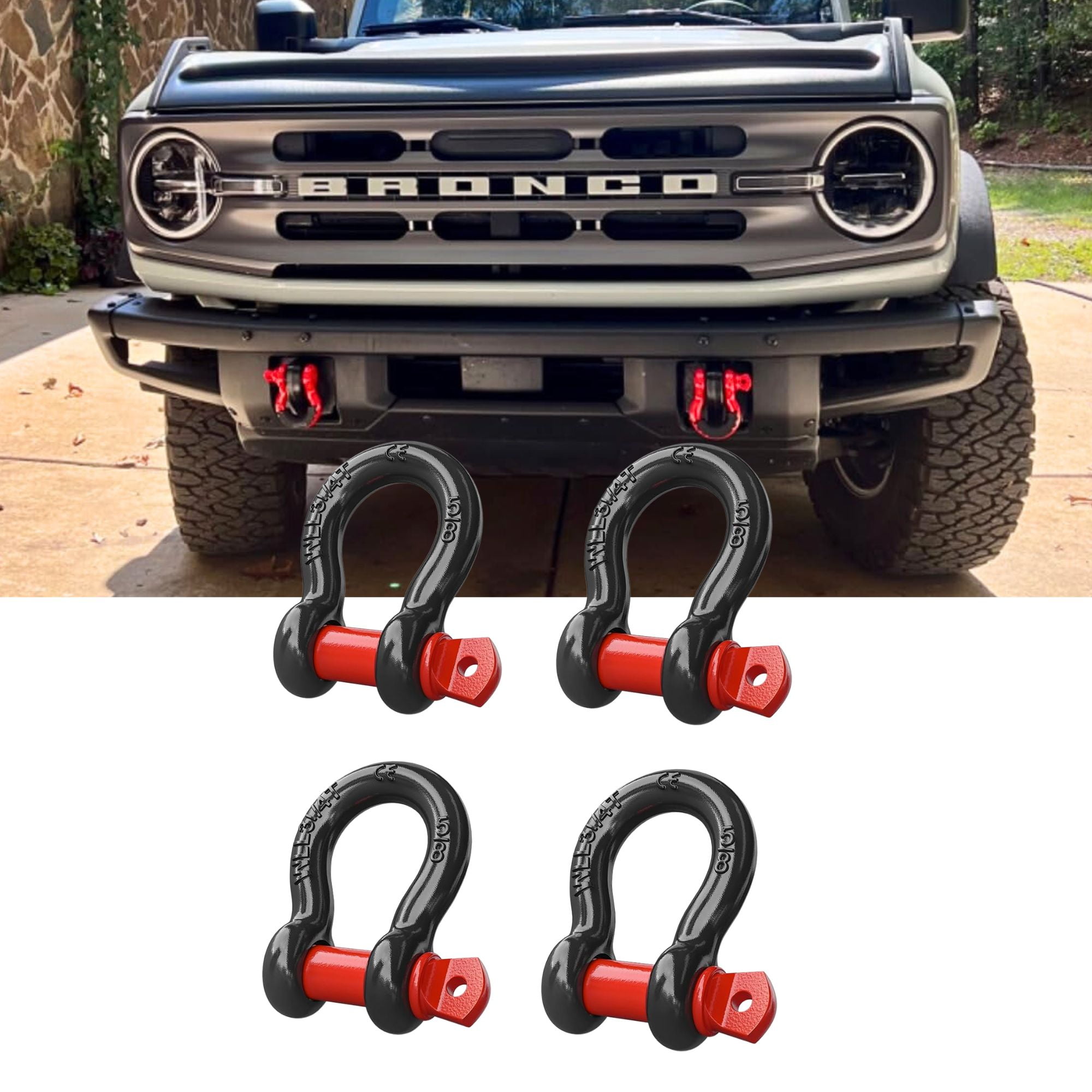 4 Pack 5/8" D-Ring Shackle 3.25 Ton (7165 Lbs) Capacity with Pin Heavy Duty Shackles for Tow ...