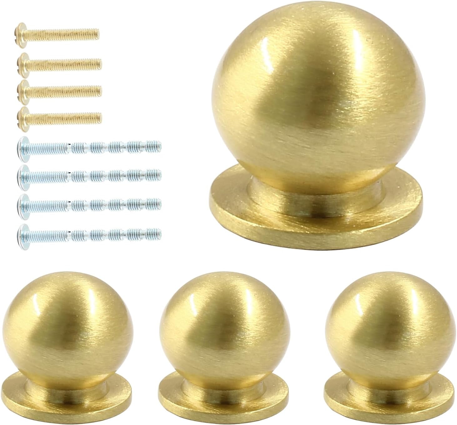 4 Pack 5/9 Inch Gold Solid Brass Mini Round Cabinet Knob for ...