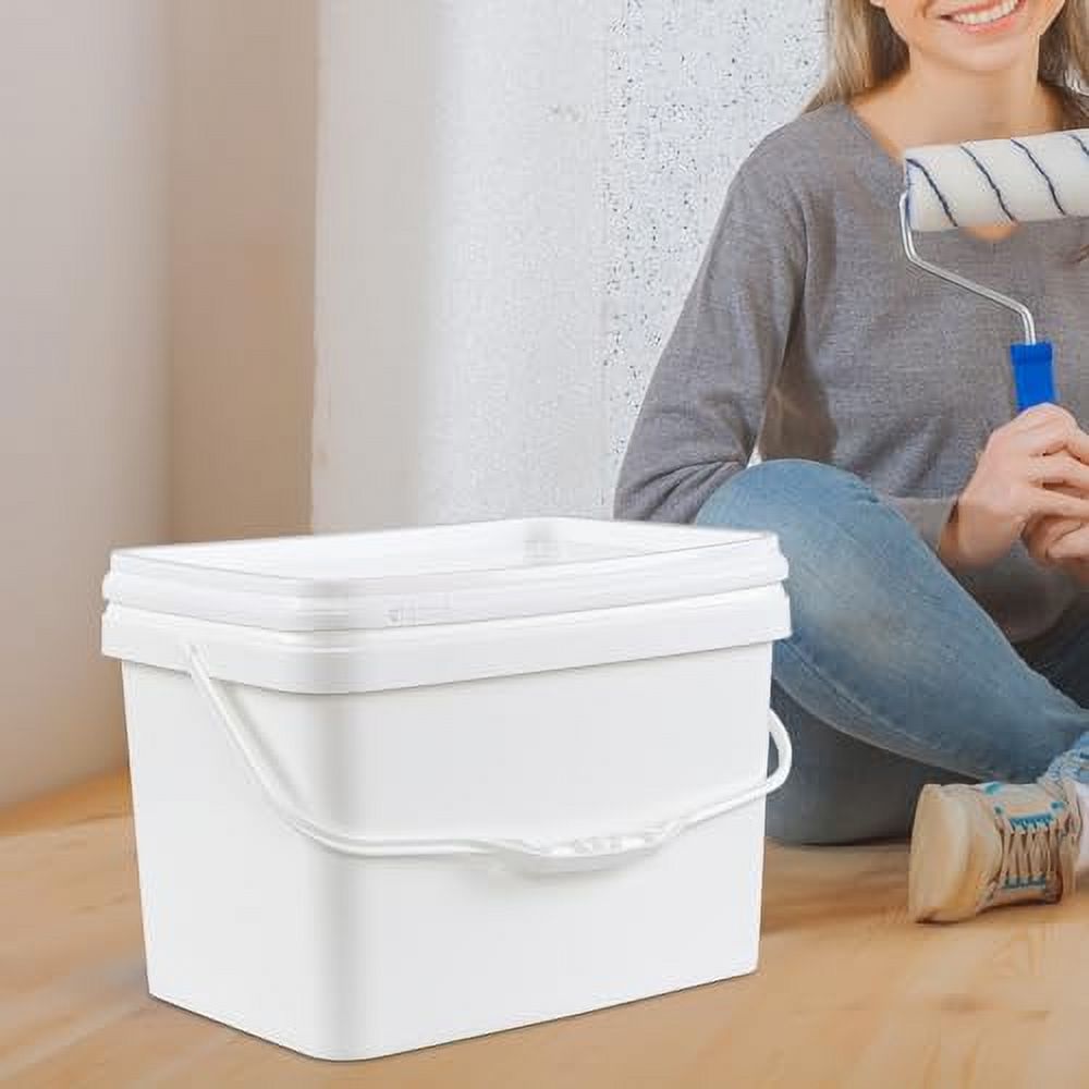4-Pack 5 Gollon Rectangular Bucket with Handle, White Plastic Bucket ...