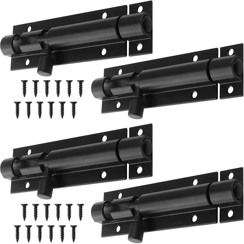 4 Pack 5 Inch Barrel Bolt Lock, Heavy Duty Slide Latch Lock, Security ...