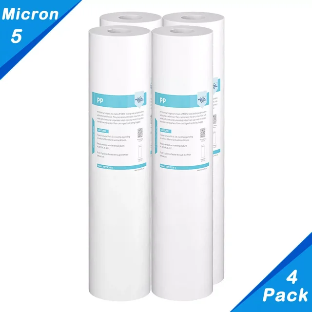 4 Pack 5 Micron 20x4.5" Melt-Blown Sediment Water Filter for Big Blue Cartridges - Walmart.com