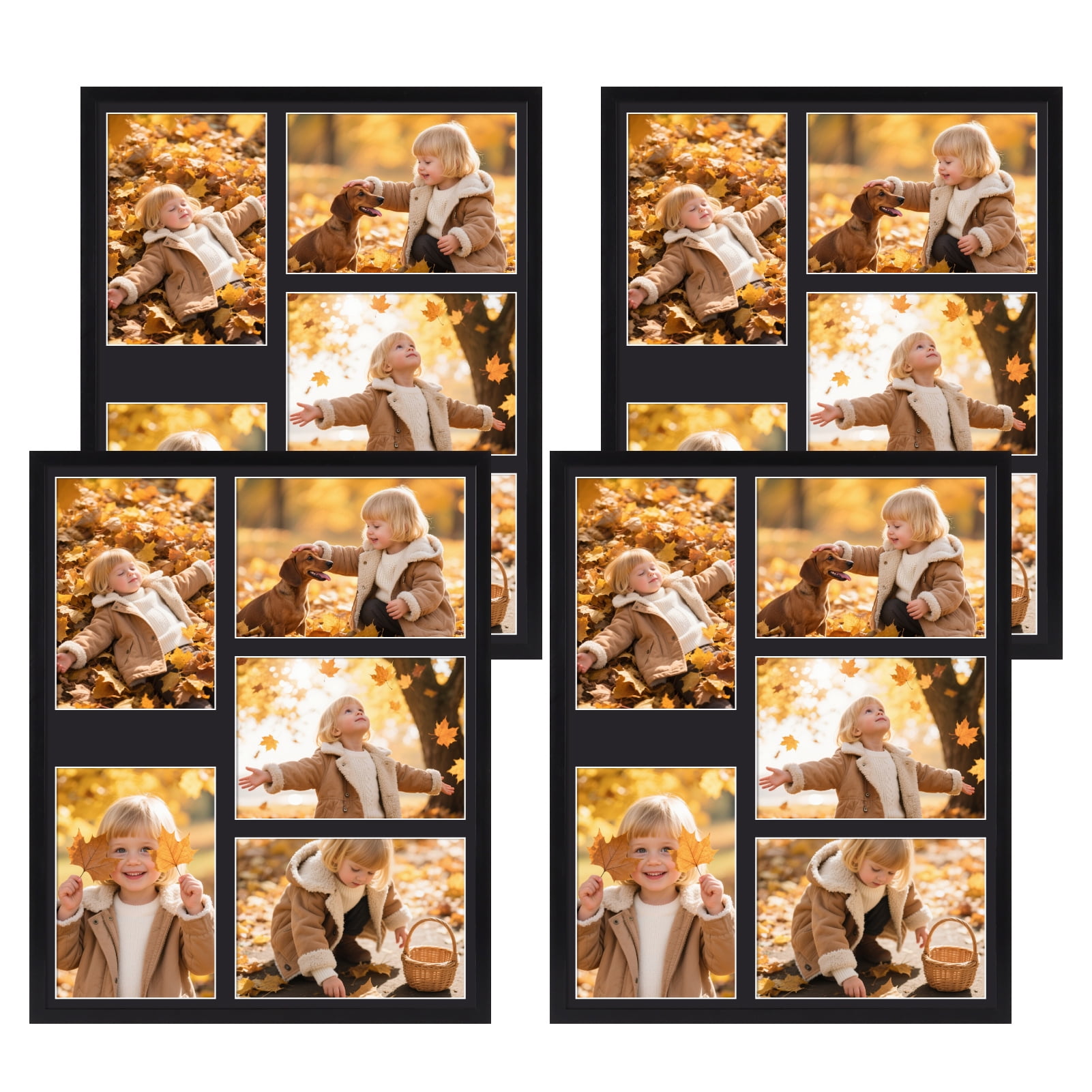4 Pack 5 Opening 5x7 Collage Picture Frame, Black Photo Frame with Mat ...