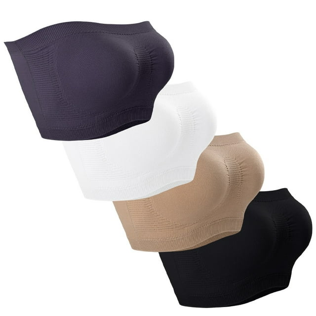 4-Pack/5-Pack Double Layers Plus Size Strapless Bra Bandeau Tube ...