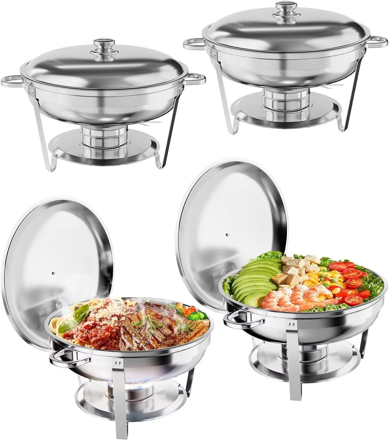 4 Pack 5 Qt Stainless Steel Chafing Dishes Buffet Set, Buffet Warmers ...