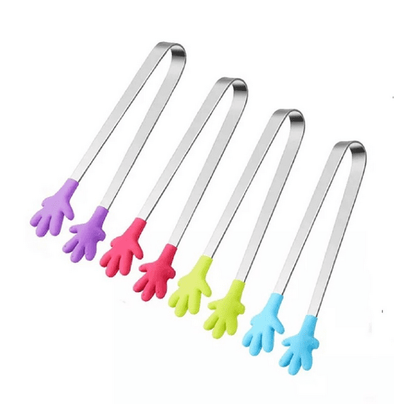 4-Pack 5" Silicone Mini Tongs – Fun Hand-Shaped Tongs for Serving Sugar ...