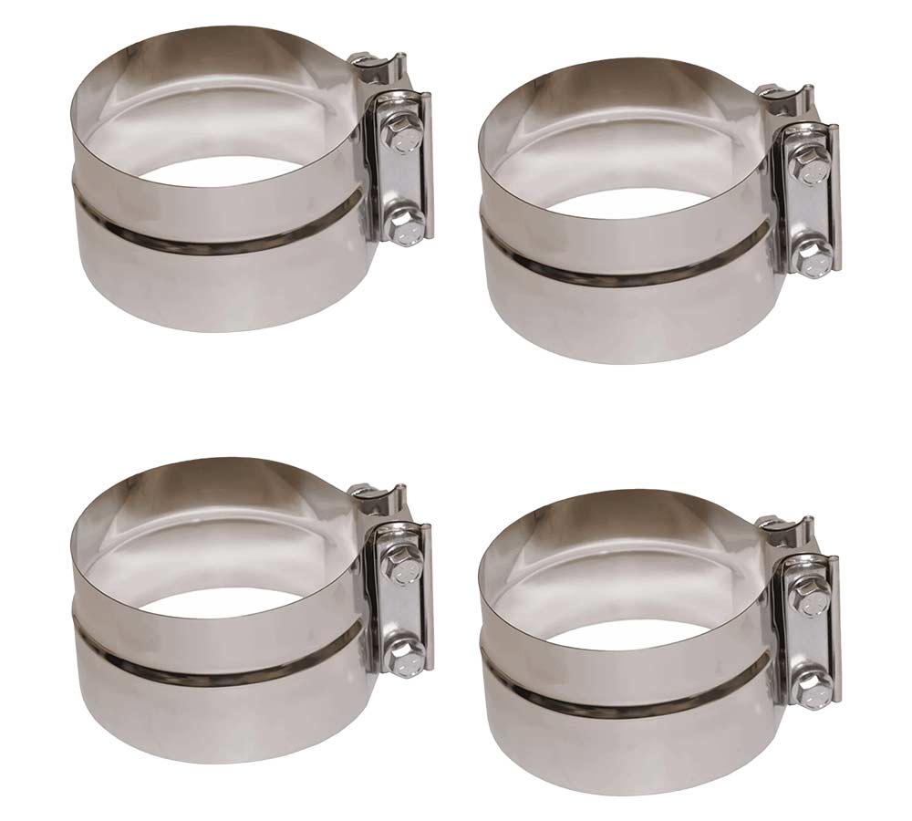 4 Pack 5" Stepped Stainless Steel Exhaust Clamp Butt Joint Band Clamp ...