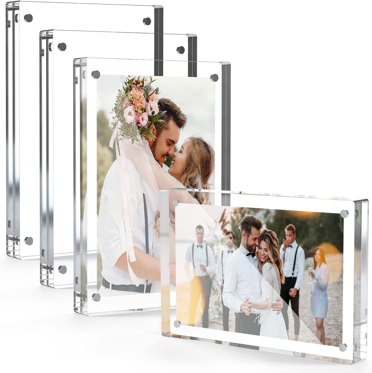 4-Pack [5 X 7 Inch] High Transparency Magnetic Picture Frames - Frameless Acrylic Photo Frame ...