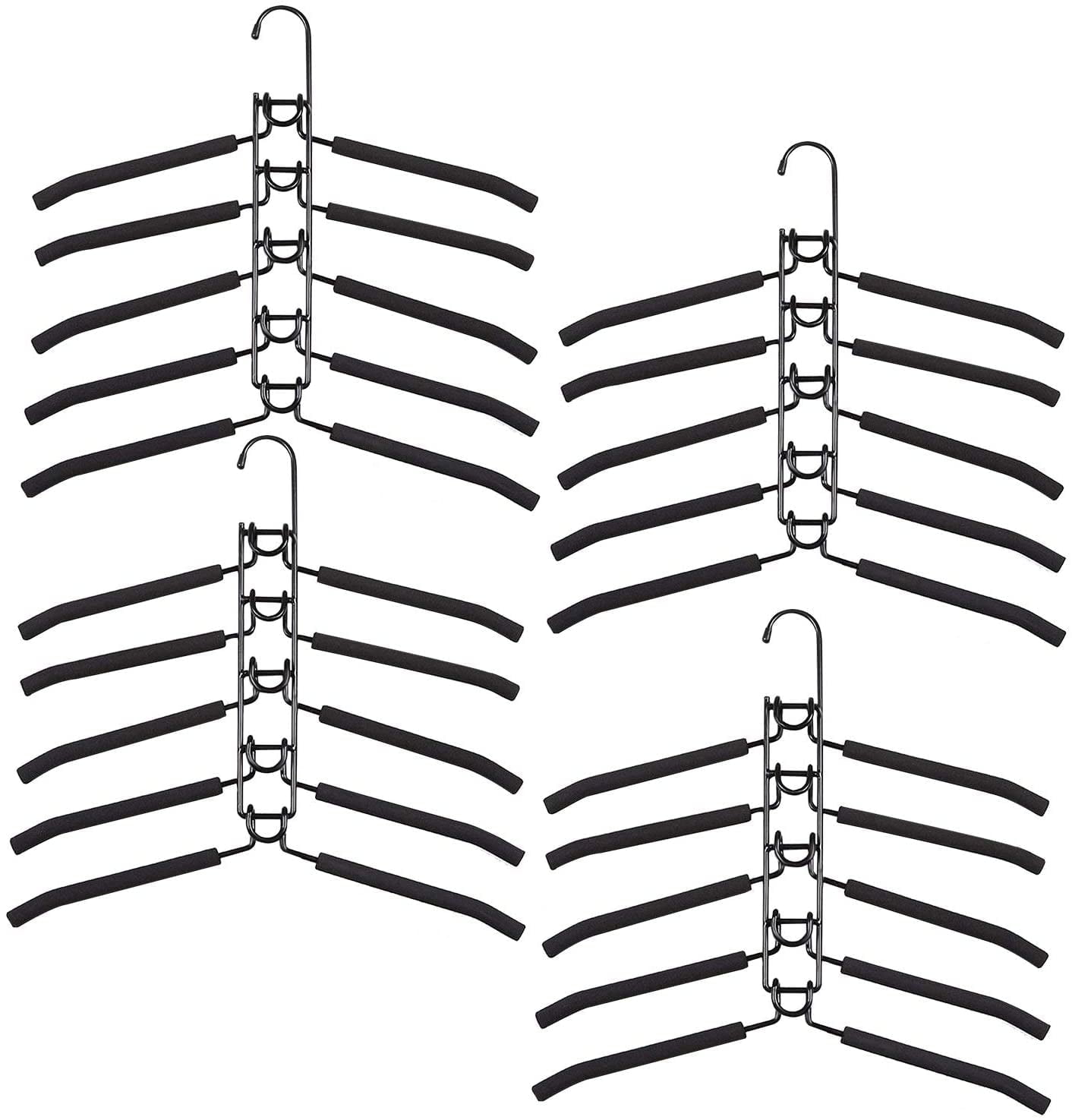 4 Pack 5-in-1 Multi-Layer Closet Hangers, Space Saving Non-Slip Foam ...
