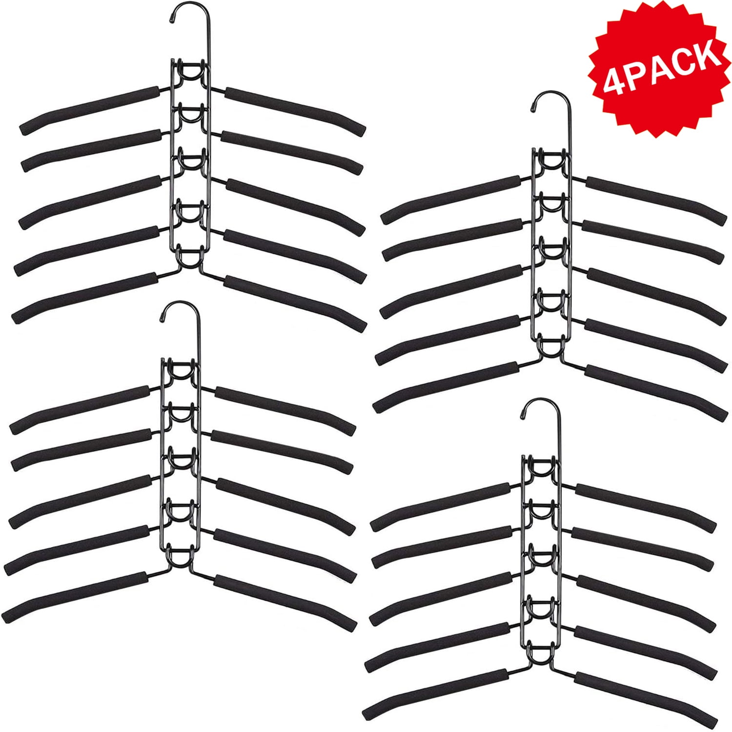 4-Pack 5-in-1 Space Saving Clothes Hangers – Heavy Duty Metal Hanger ...
