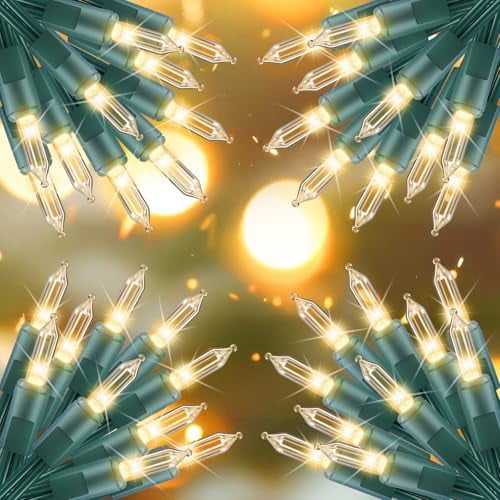 4 Pack Each 50 Count 13 Feet Clear Christmas Mini Lights, Green Wire ...