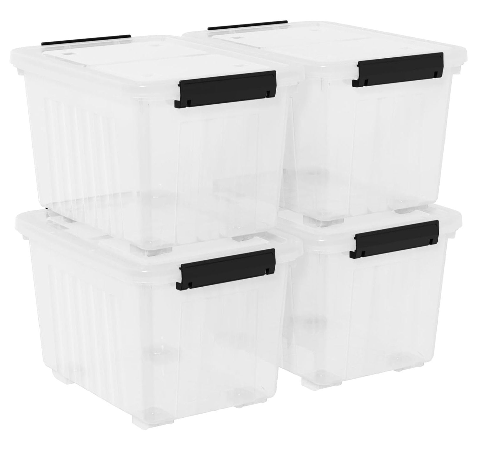 4-Pack 50 Quart Plastic Storage Bin Box Organizing Container with Lid ...