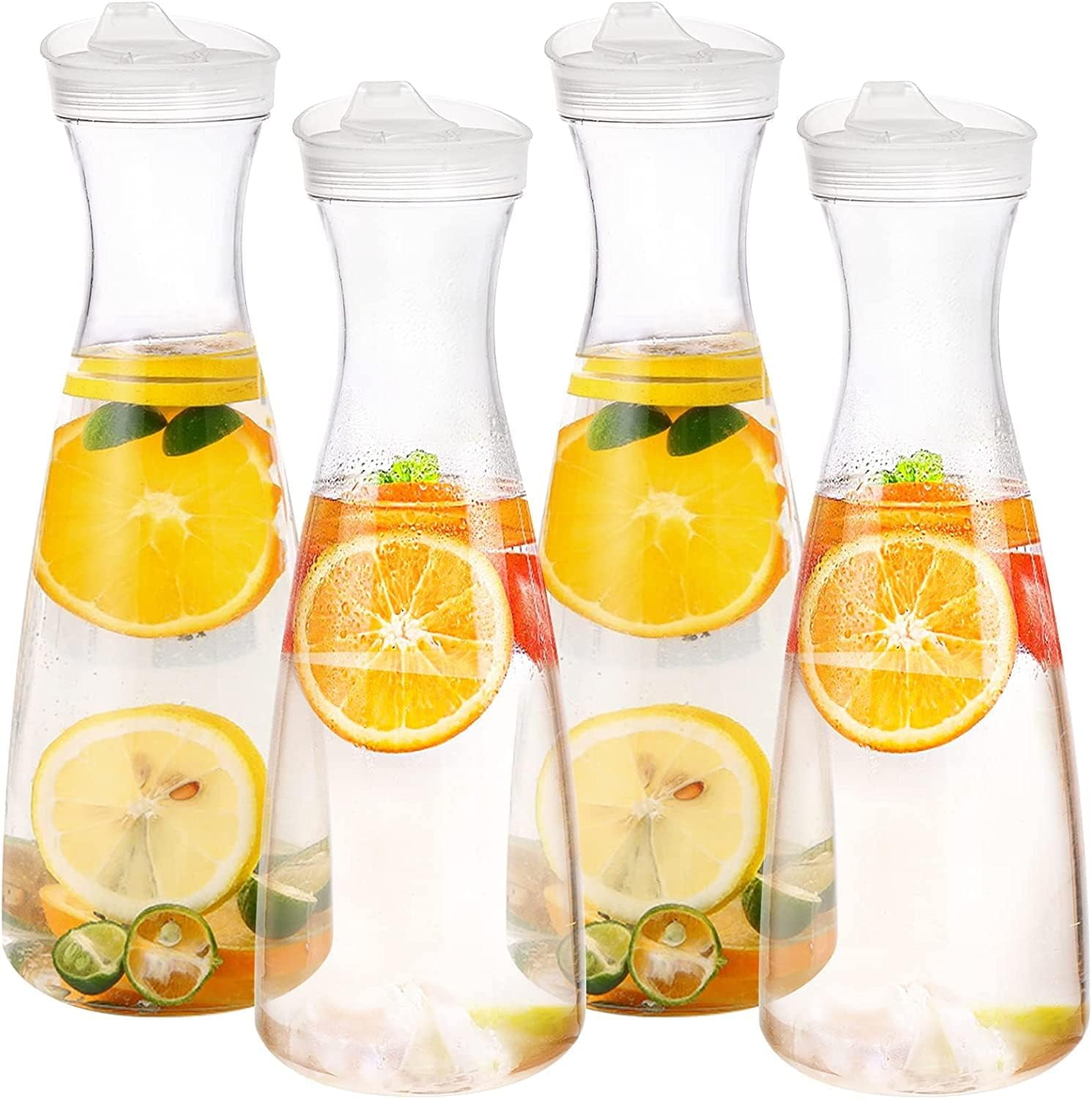 4 Pack 50 oz Plastic Juice Carafe with Lids for Mimosa Bar, Brunch ...
