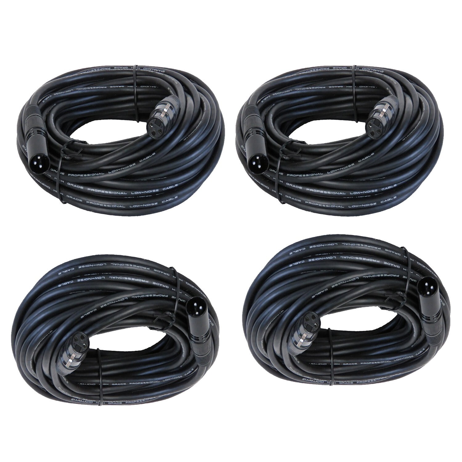 4-Pack 50ft Male 3-Pin Stereo Cable to Female 3 Pin Shielded XLR KTV ...