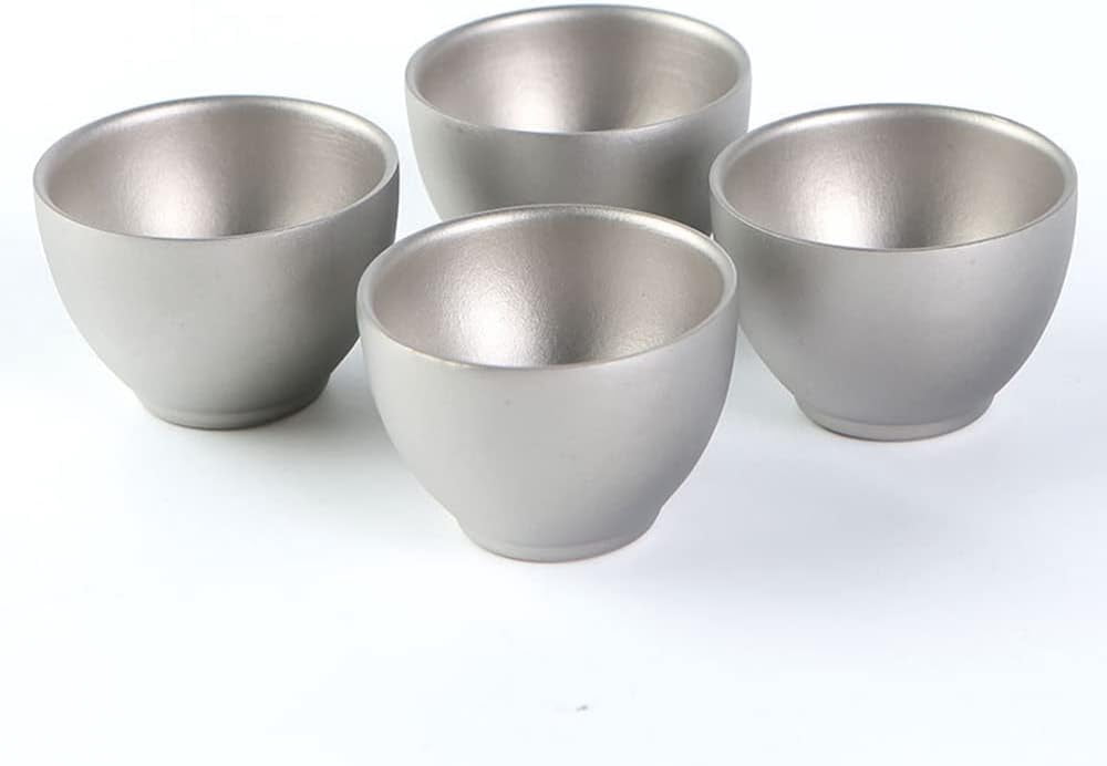 4 Pack 50ml Titanium Tea Cup Ultralight Camping Double-Wall Tea Cup ...