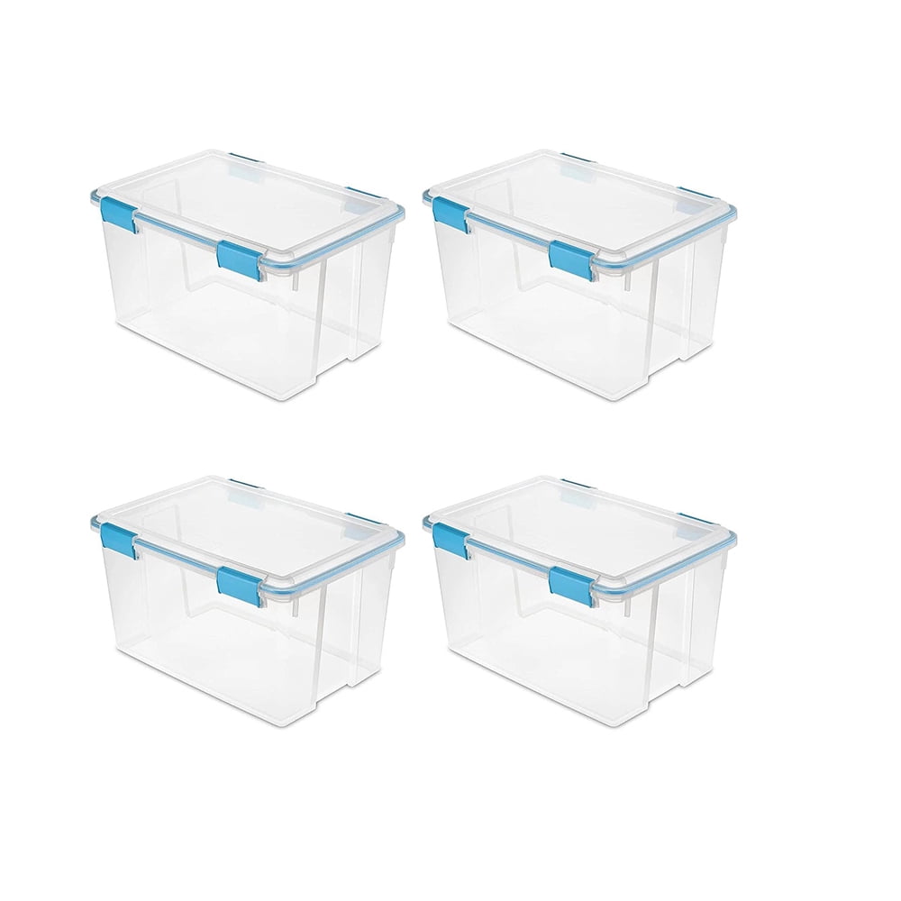 4-Pack 54 Qt Stackable Clear Storage Bins with Durable Latching Lids ...