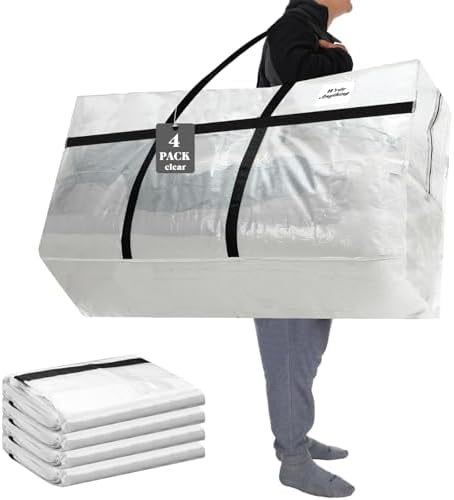 4 Pack 57 Gallon Extra Large Storage Bags XXL Moving Bag with Zipper ...