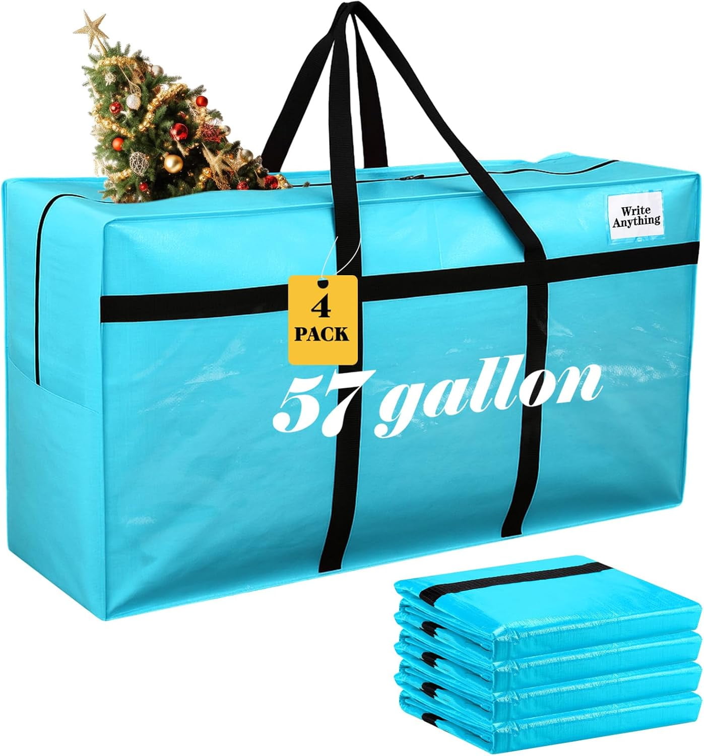 4 Pack 57 Gallon Extra Large Storage Bags XXL Moving Bags with Zipper ...