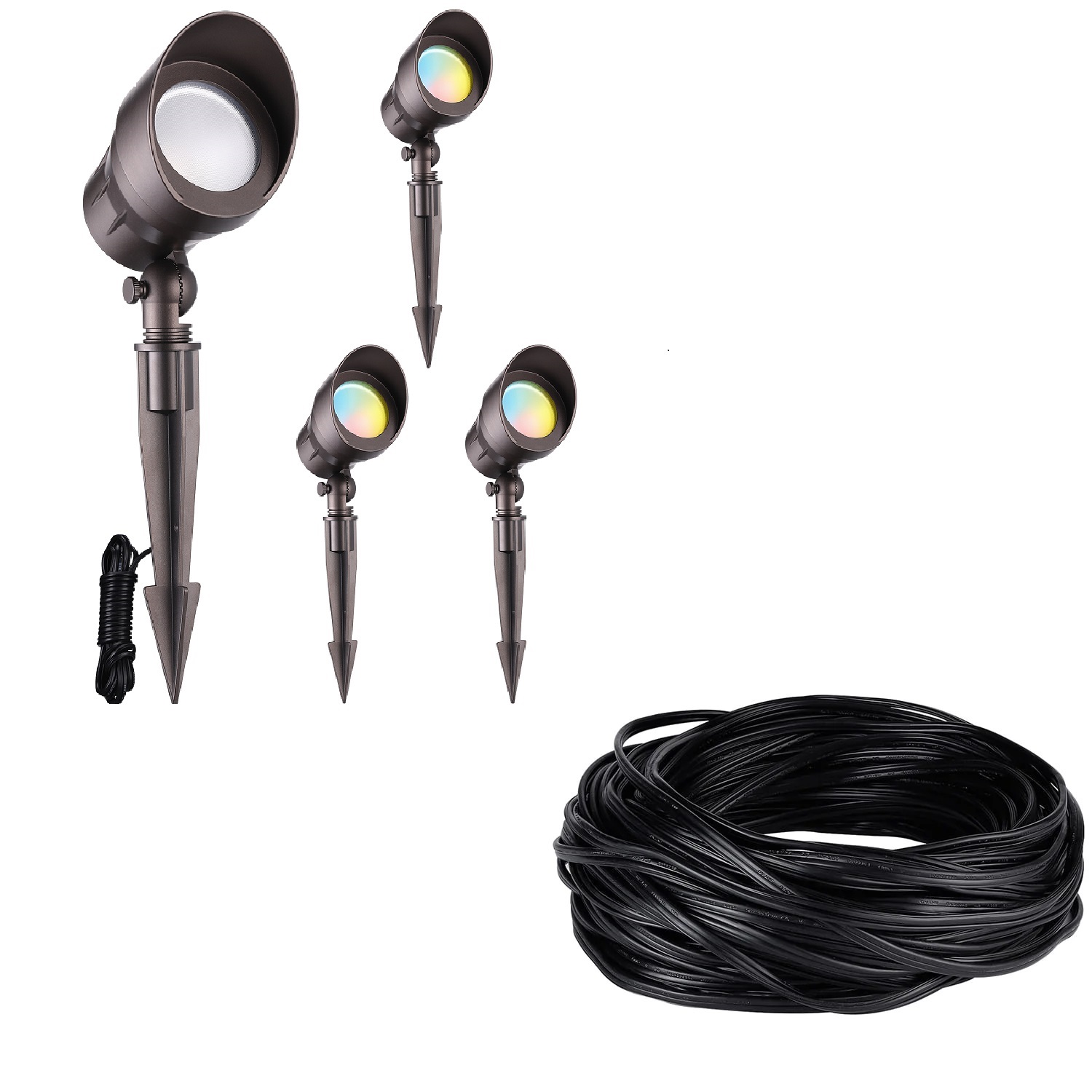 4 Pack 5CCT Low Voltage LED Landscape Spotlight + 16/2 Gauge Wire Low ...