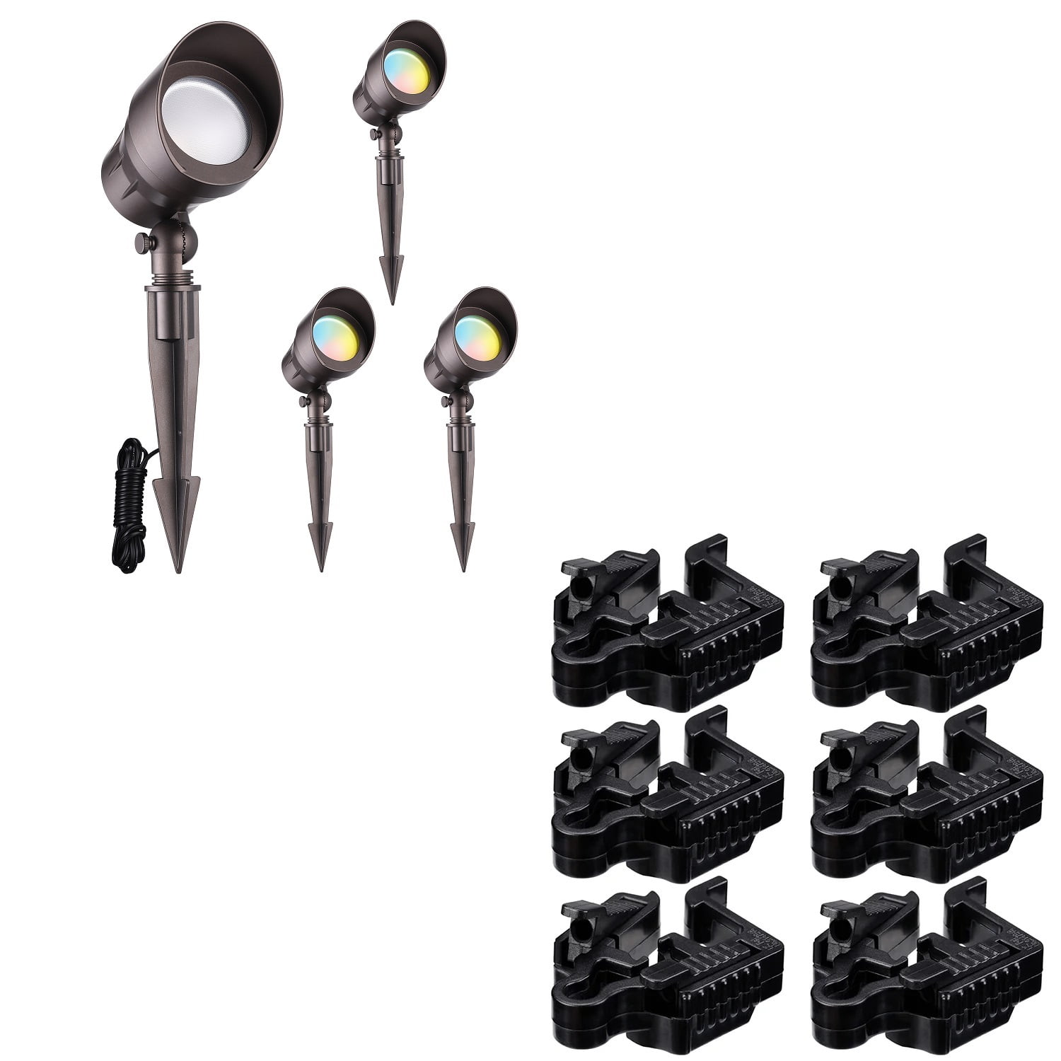 4 Pack 5CCT Low Voltage LED Landscape Spotlight + 6 Pack Low Voltage ...