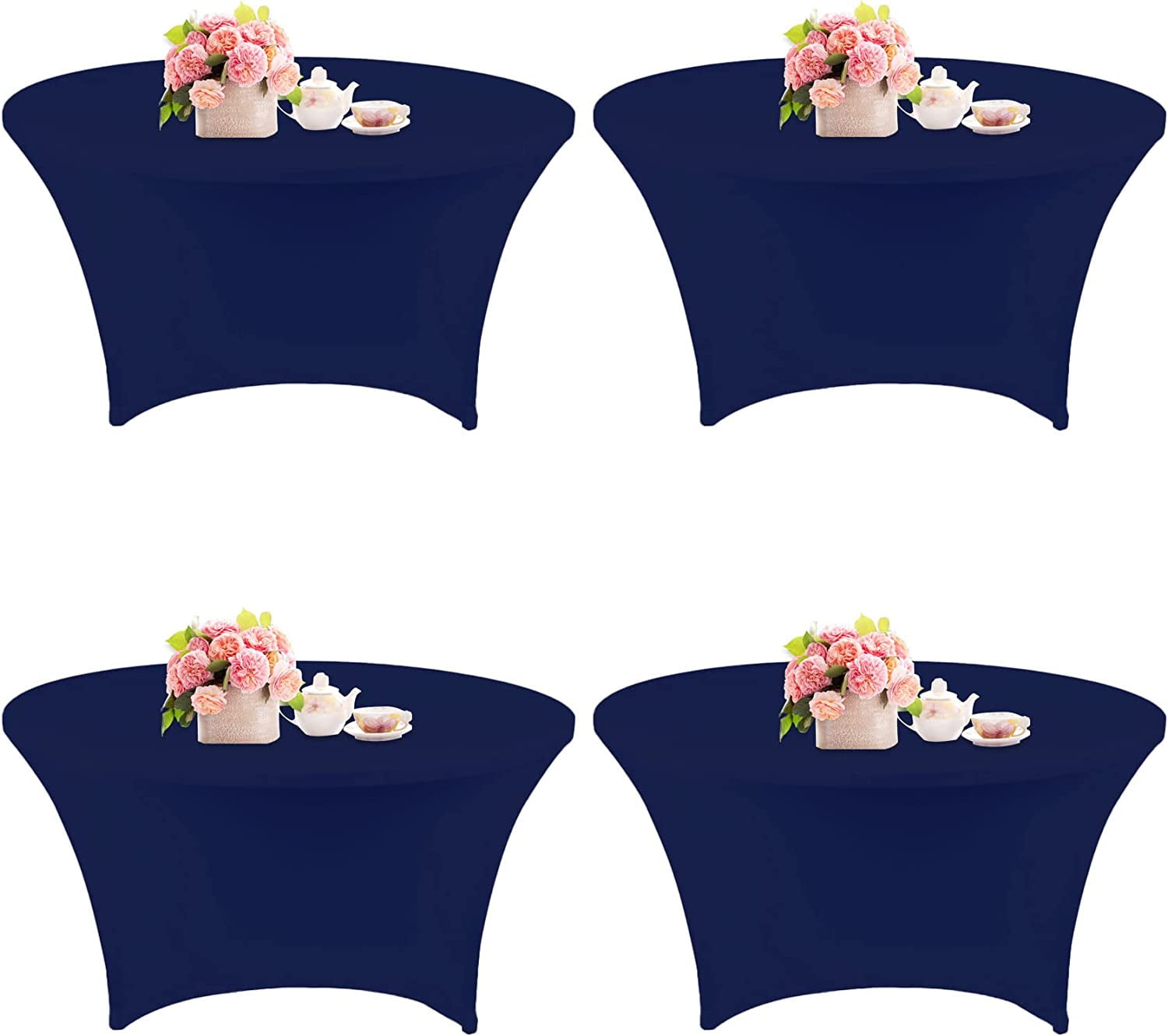 4 Pack 5FT Round Spandex Tablecloth 60 Inch Stretchable Table Cover ...