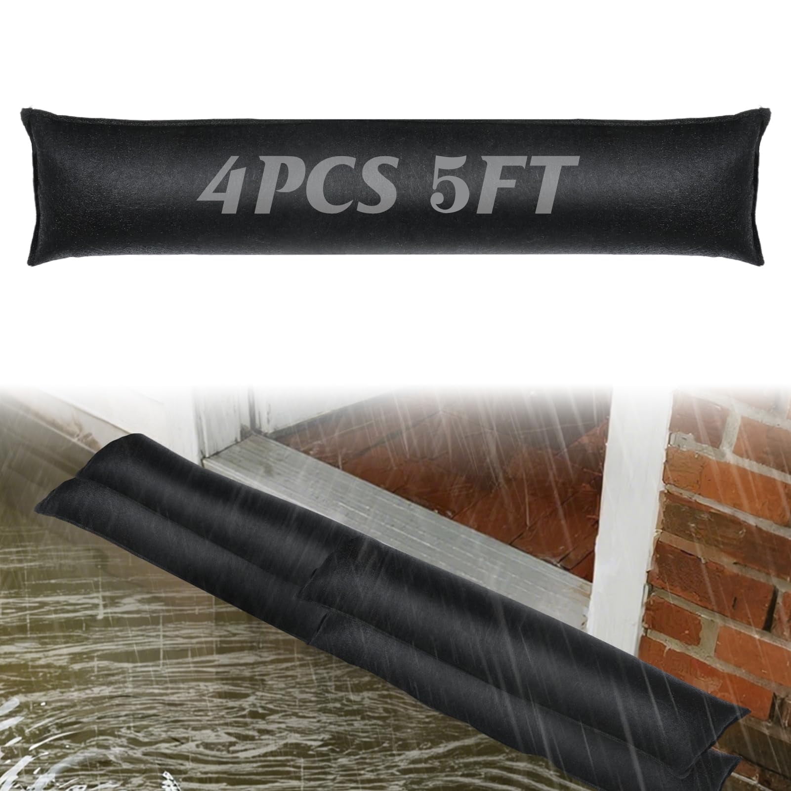 4-Pack 5FT Water-Activated Flood Barriers – Reusable Sandless Sandbags ...