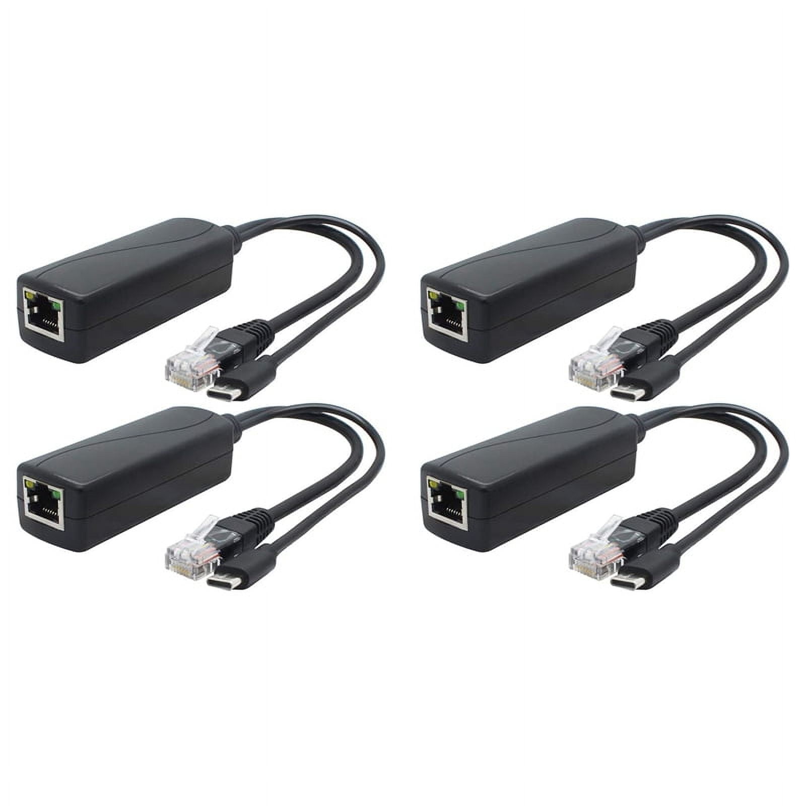 4-Pack 5V Gigabit PoE Splitter, USB Type C, 48V to 5V 2.4A Adaper, IEEE ...