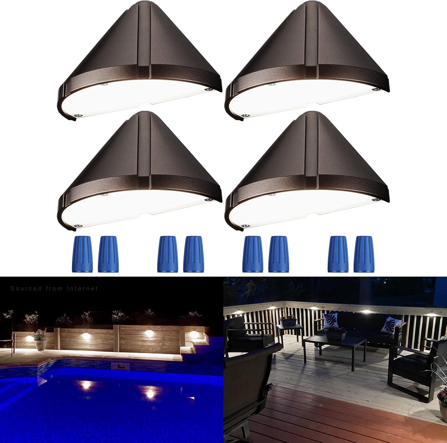 4 Pack 5W LED Deck Lights, 12V Stair Railing Light, Outdoor Landscape ...