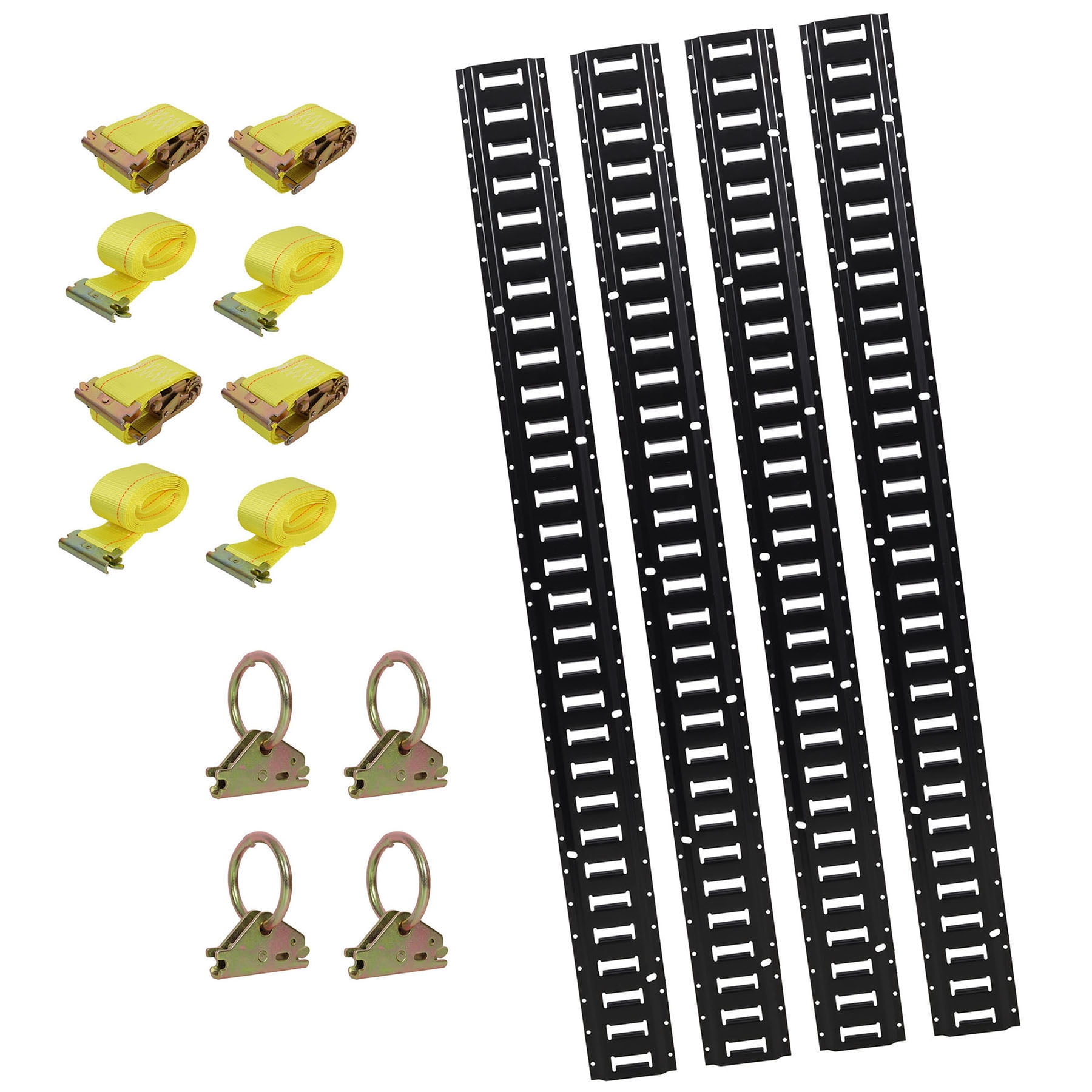 (4 Pack) 5ft E Track Tie-Down Rail Kit with 4 Steel O-Ring Anchors and ...