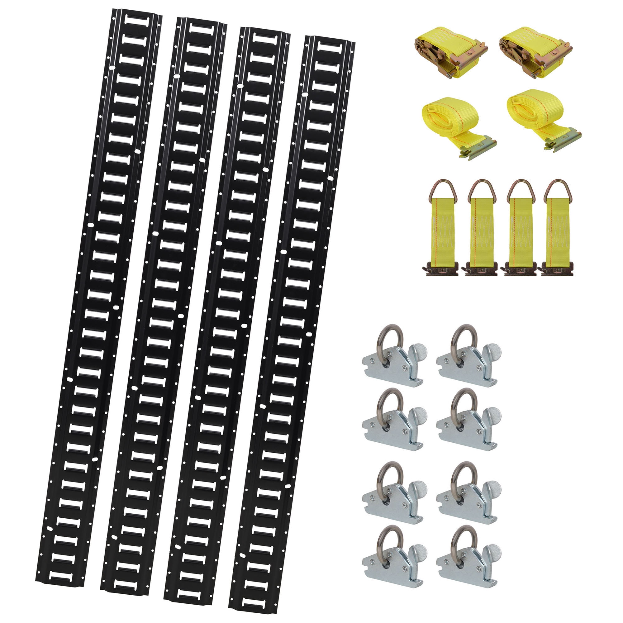 (4 Pack) 5ft E Track Tie-Down Rail Kit with 8 Steel O-Ring Anchors and ...