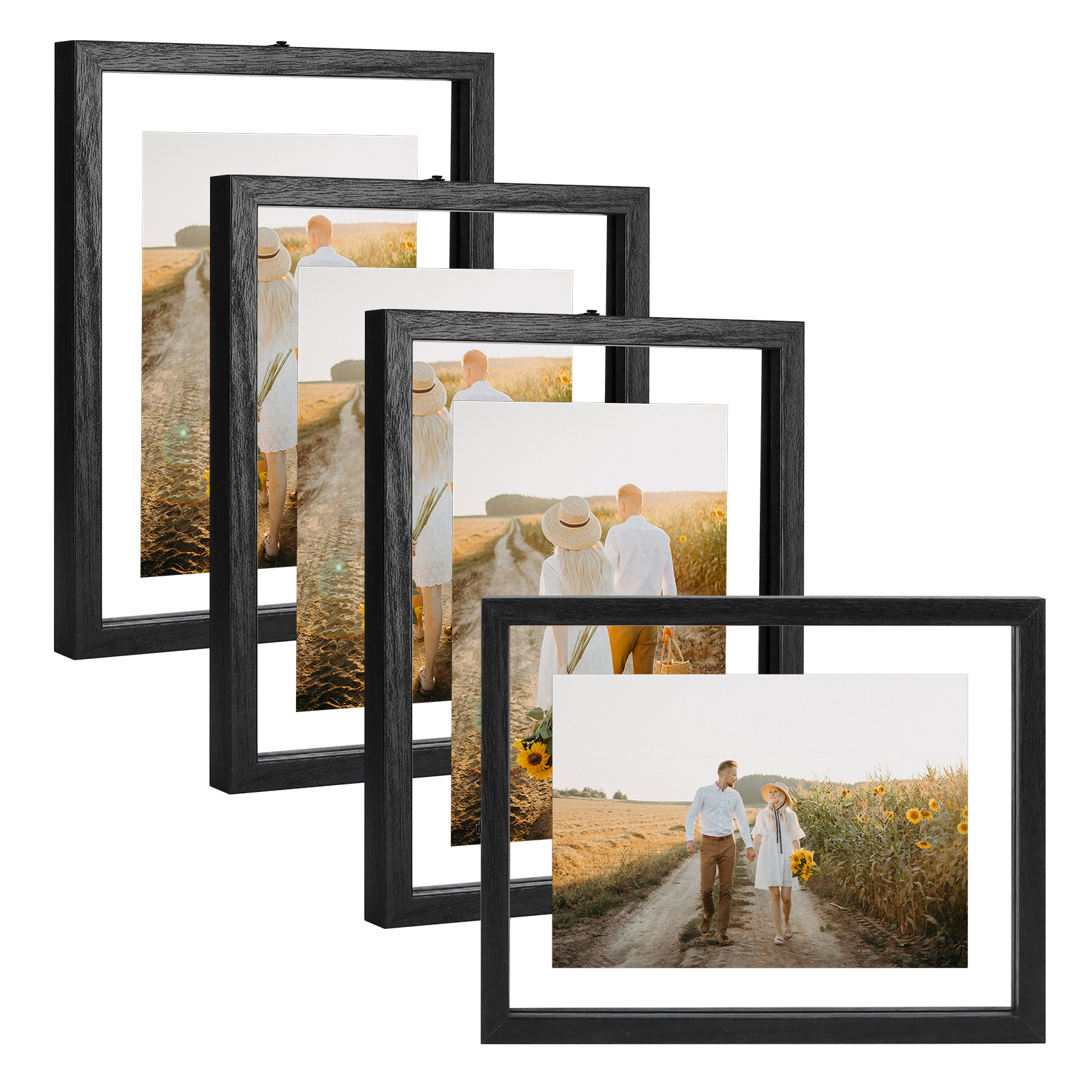 5x7 Hinged Double (Horizontal) Walnut Wood Picture Frame - Gallery ...