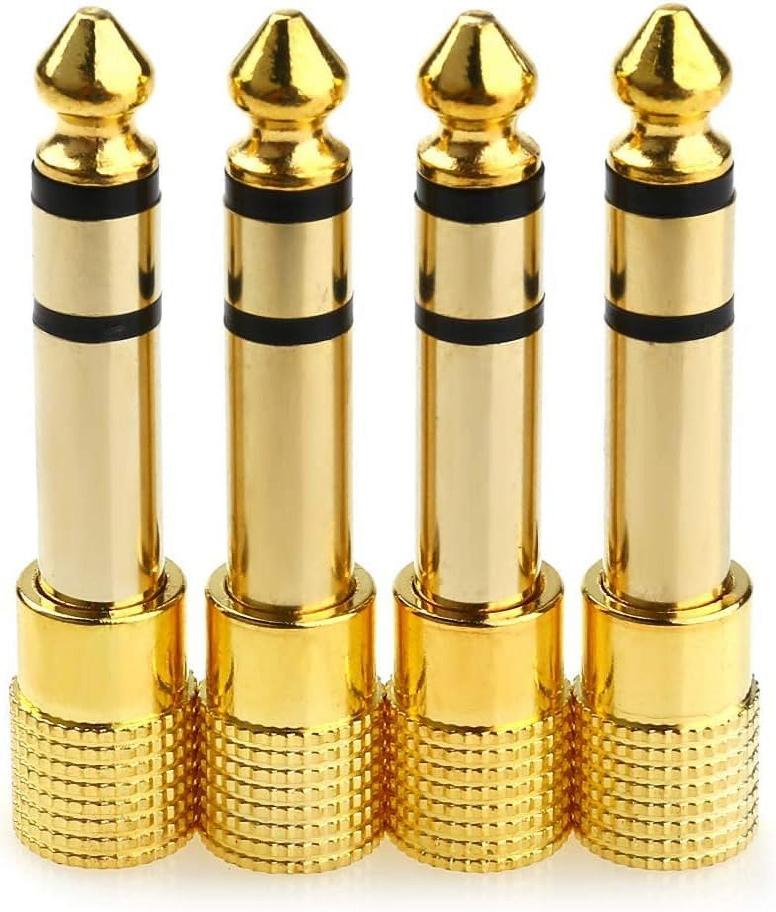 (4-Pack) 6.35mm to 3.5mm Audio Jack Adapter, Gold Plated (1/4 inch ...