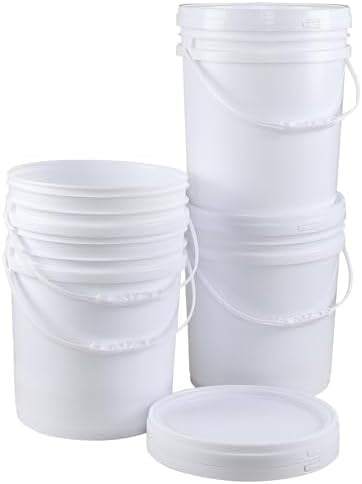 4-Pack 6.6 Gallon Round Airtight Storage Bucket, Plastic Food Storage ...