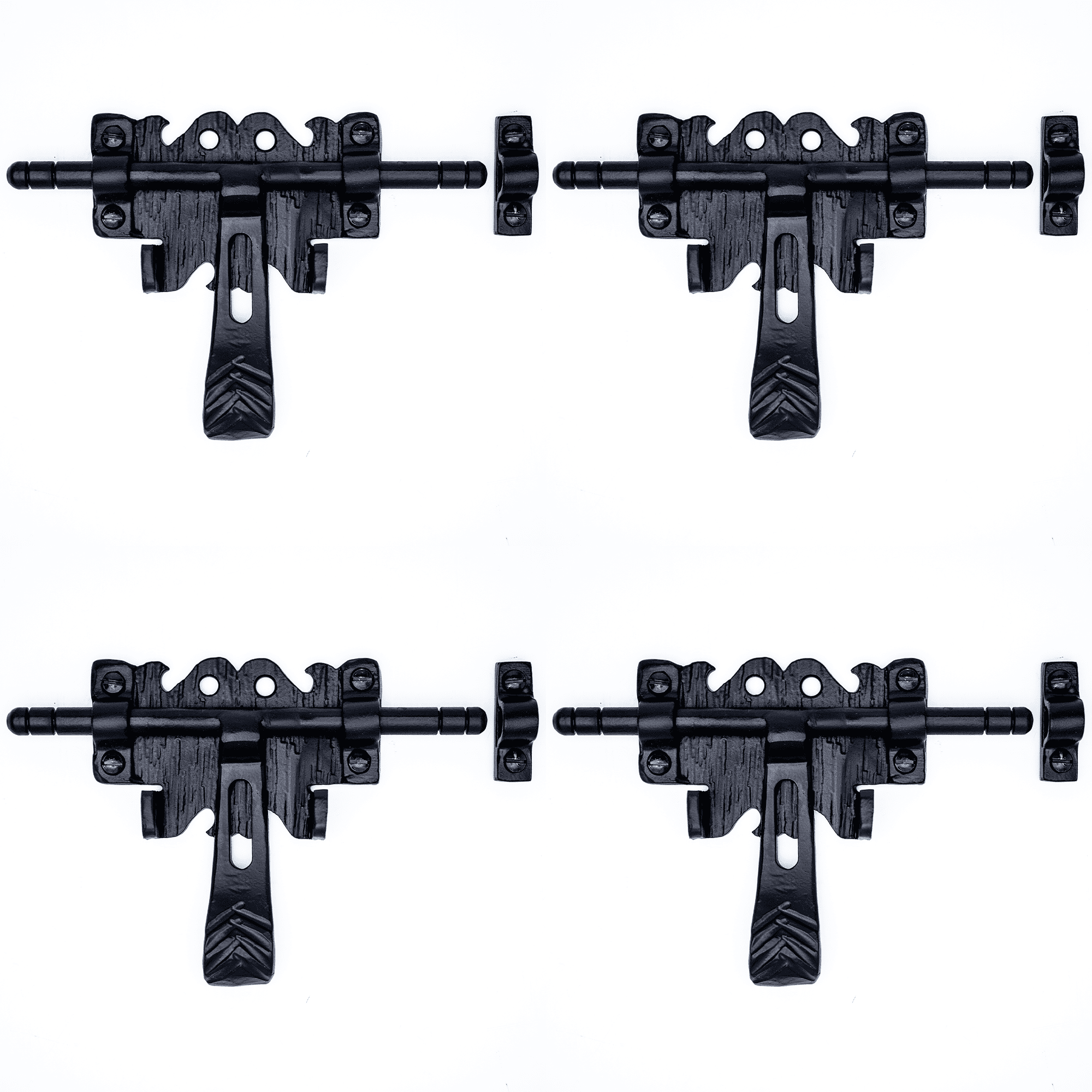 4 Pack 6.75 inch Decorative Bolt Latch- Black - Small Latch - Gate ...