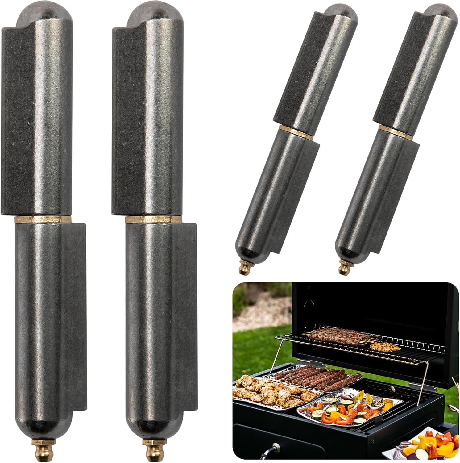 4 Pack 6'' BBQ Bullet Weld on Hinge, Heavy Duty Weldable Barrel Hinges ...