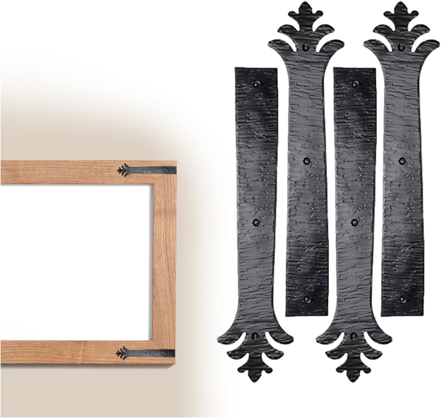 4 Pack 6" Black Faux Strap Hinges - Decorative Dummy Faux Hinge ...