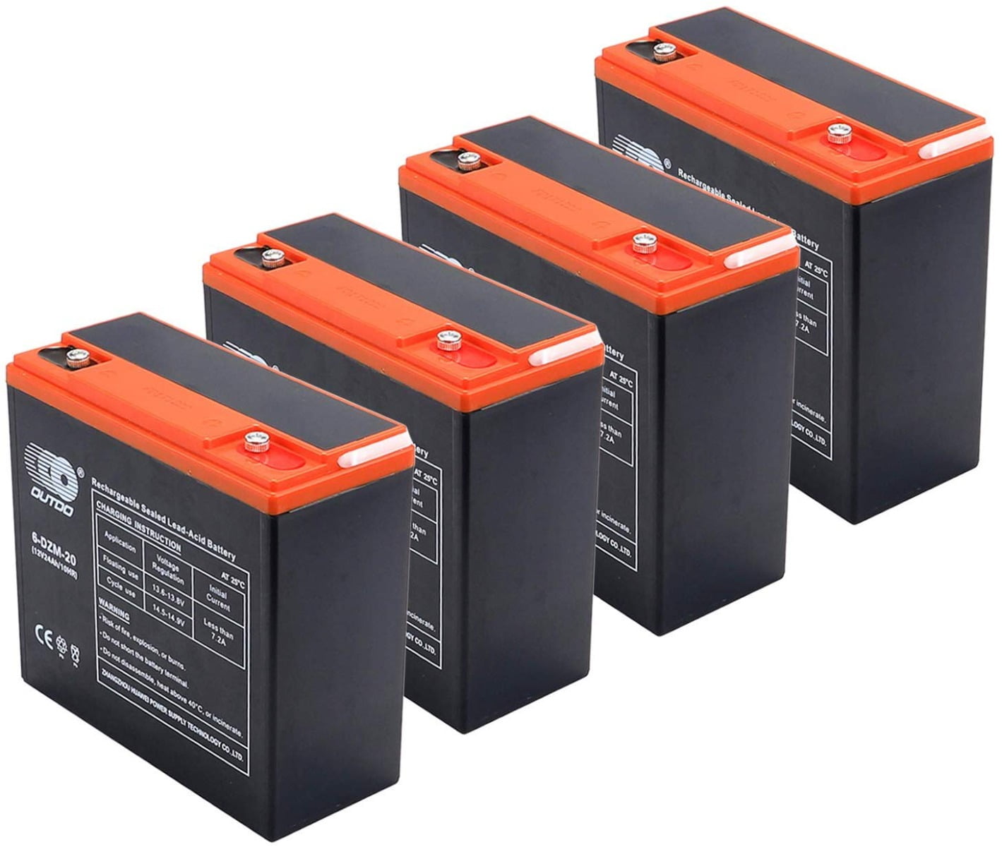 4 Pack 6-DZM-20 6DZM20 12V 24Ah Rechargeable Battery for Mobility ...