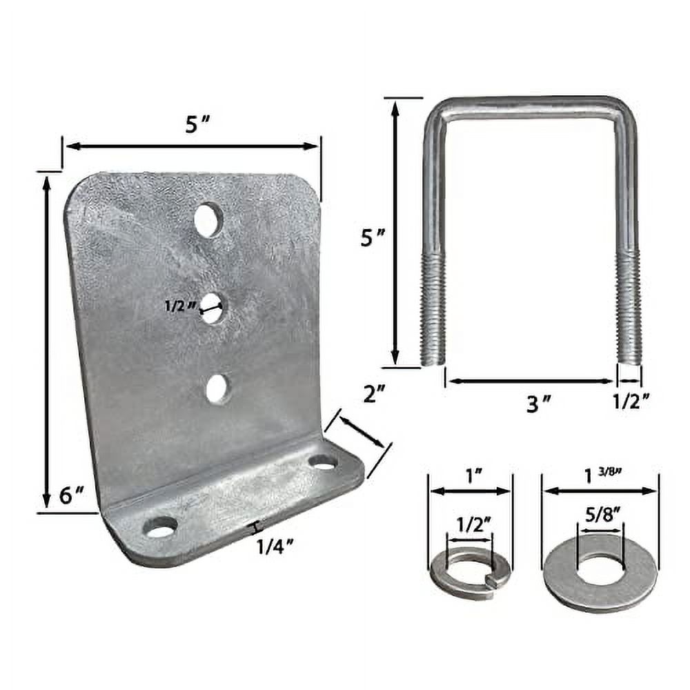 4 Pack 6" Galvanized L-Type Bunk Bracket Kit for Boat Trailer, fits 3x3 ...