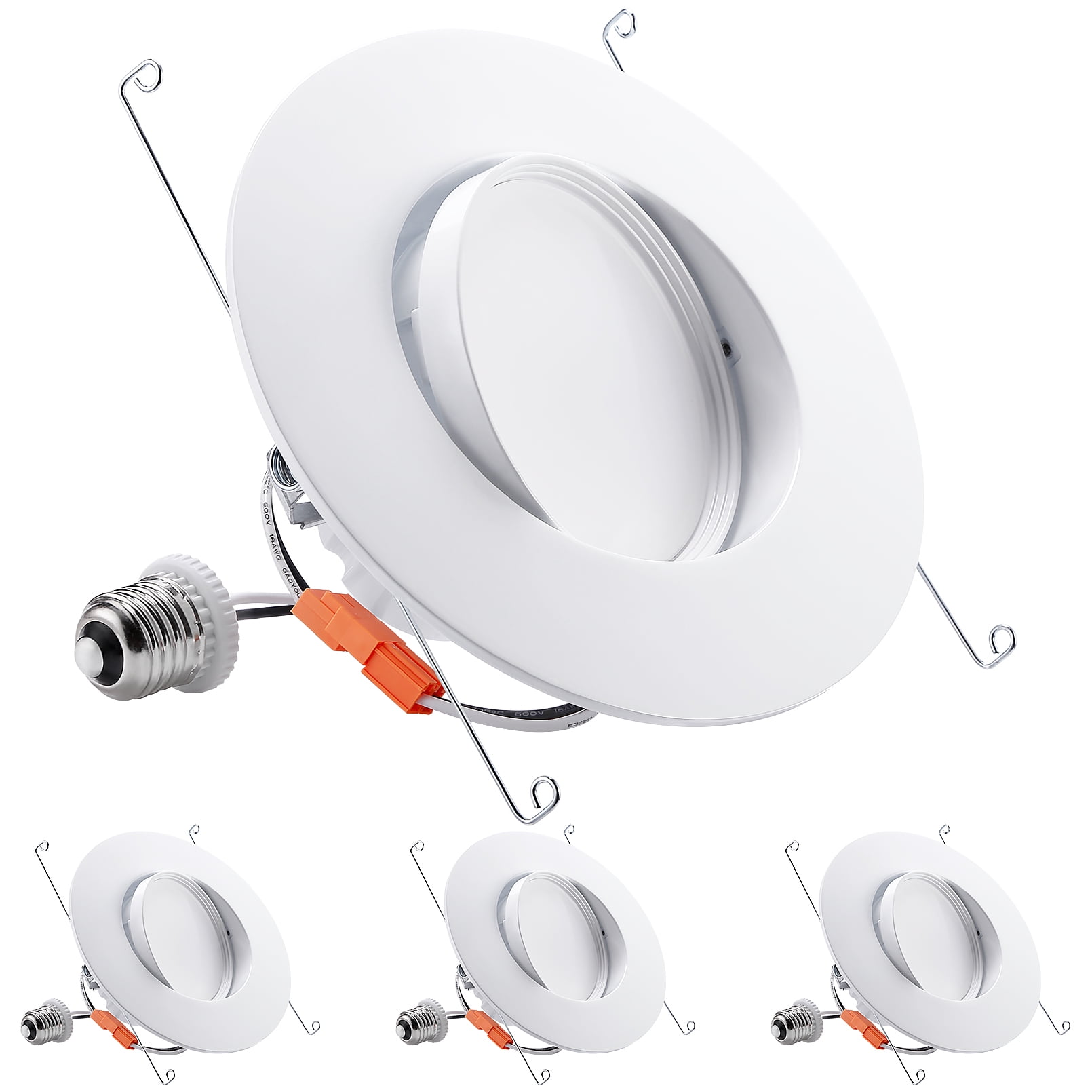 4 Pack 5/6 Inch 13W Adjustable LED Retrofit Downlight, Gimbal Recessed ...