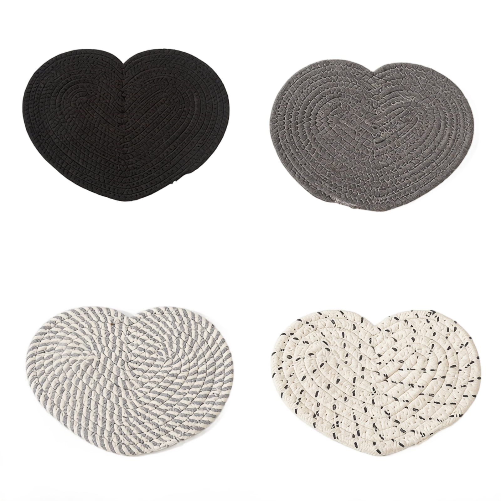 4 Pack 6 Inch Heart Shaped Cotton Rope Placemats – Heat Resistant Woven ...