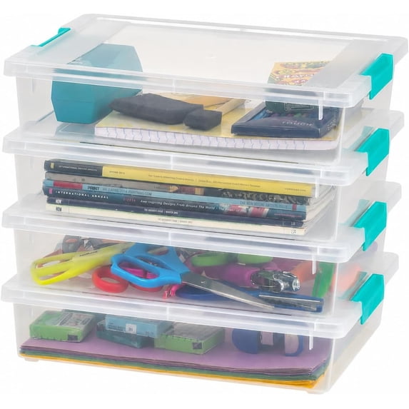 4-Pack 6 Qt Storage Bins with Lids, Clear Plastic Clip Box Totes for ...